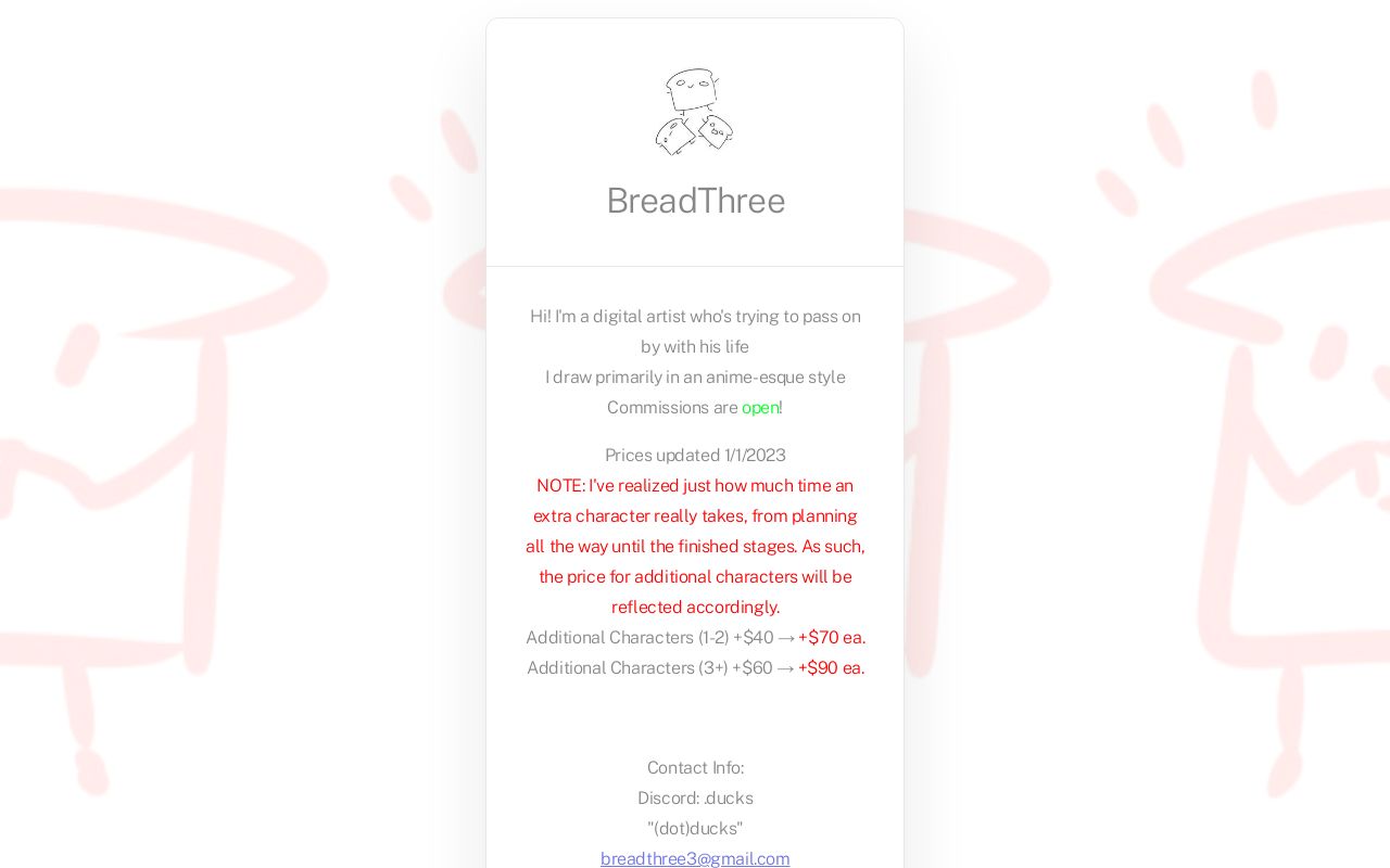 BreadThree's Commissions